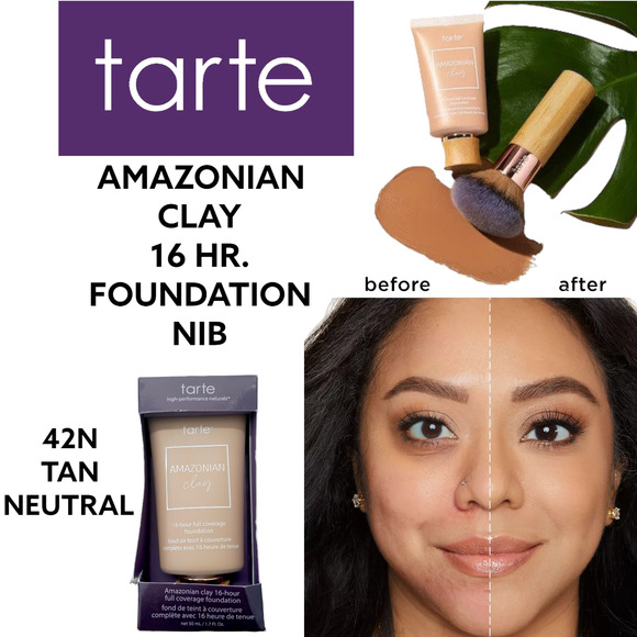 tarte | Makeup | Tarte Amazonian Clay Foundation 42n Tan Neutral 6hr Wear 17 Oz Nwb Sealed ...